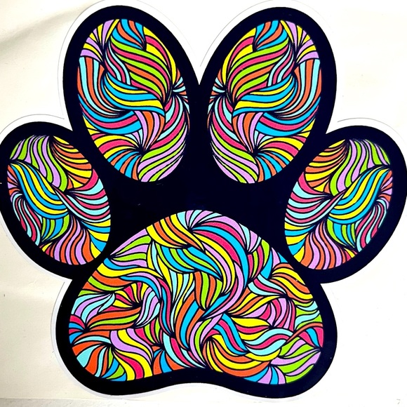 Accessories | Psychedelic Paw Print Colorful Vinyl Decal Sticker 5 X 5 ...